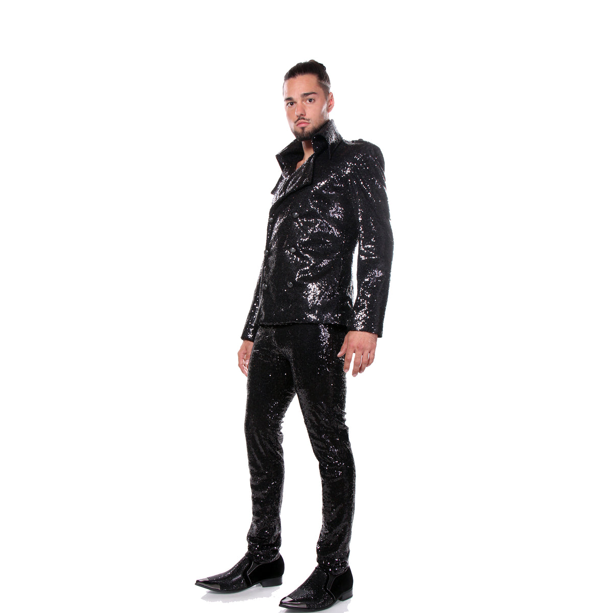 BLACK SEQUIN "ROCK N' ROLL" SUIT - MENS OCCASION
